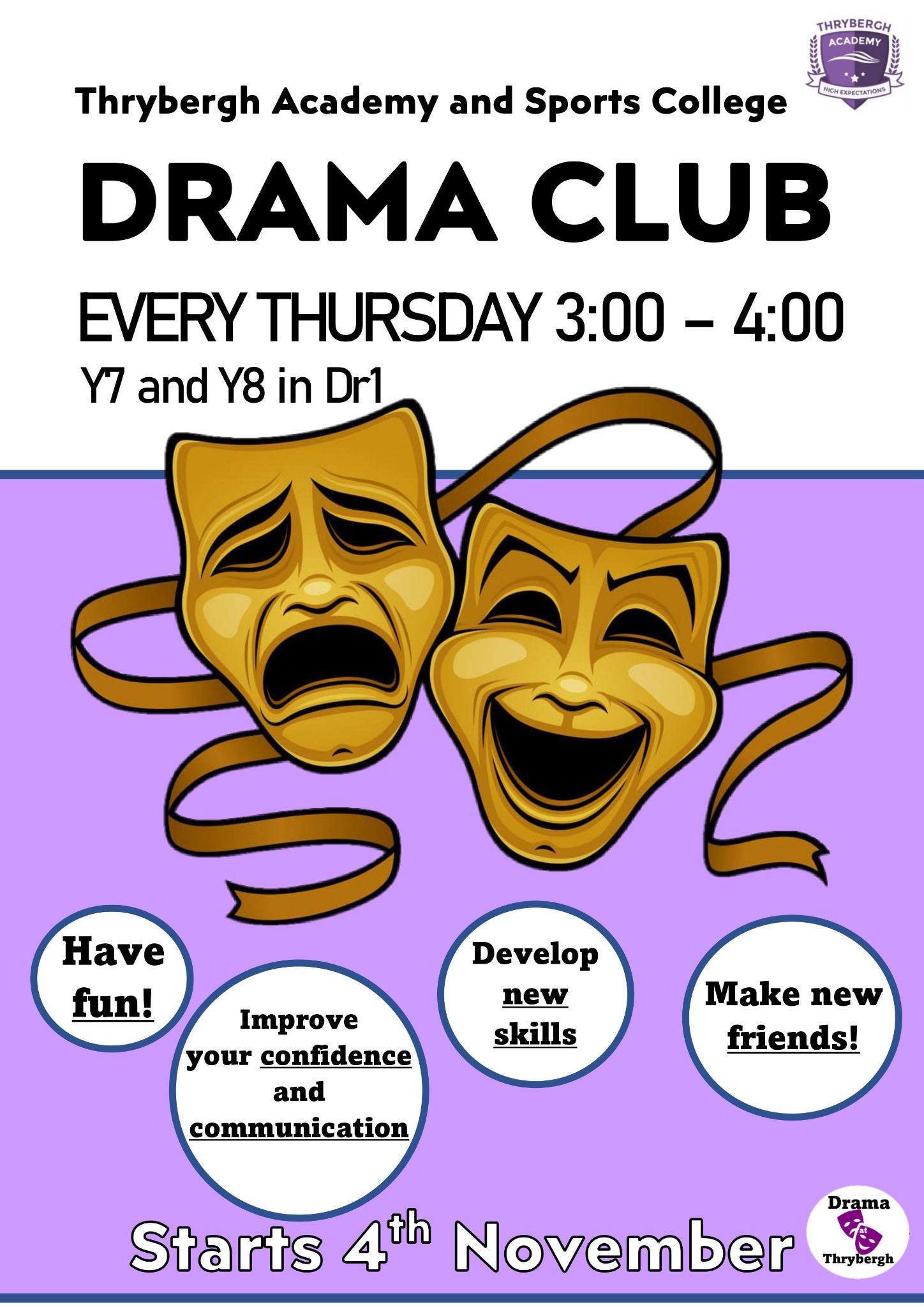 Year 7 and Year 8 Drama Club – Thrybergh Academy